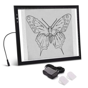 hsk a3 artist tracing light box copy table, 12v1a adapter power dimmerable 6000 lux lock button artcraft light pad for tatto drawing, sketching, animation,diamond painting