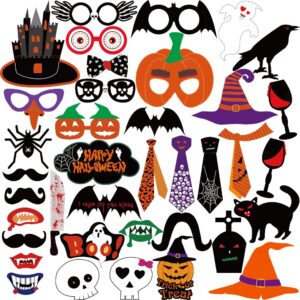 kuuqa halloween photo booth props kit halloween party decorations, pack of 38