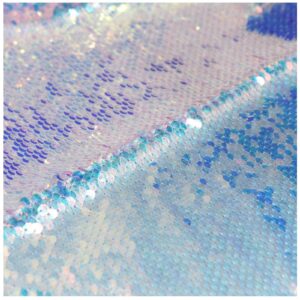 lqiao 0.5yard tansparent iridescent pink mermaid sequin fabric lace two tone flip up reversible sequin fabric for evening wedding dress decoration