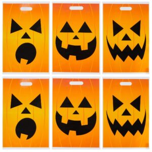 JOYIN 72 Pcs Halloween Goodie Bags, Pumpkin Plastic Candy Bags for Kids Trick or Treating, Halloween Jack o' Lantern Trick or Treat Bags for Halloween Snacks Party Favors, Treats Party Supplies