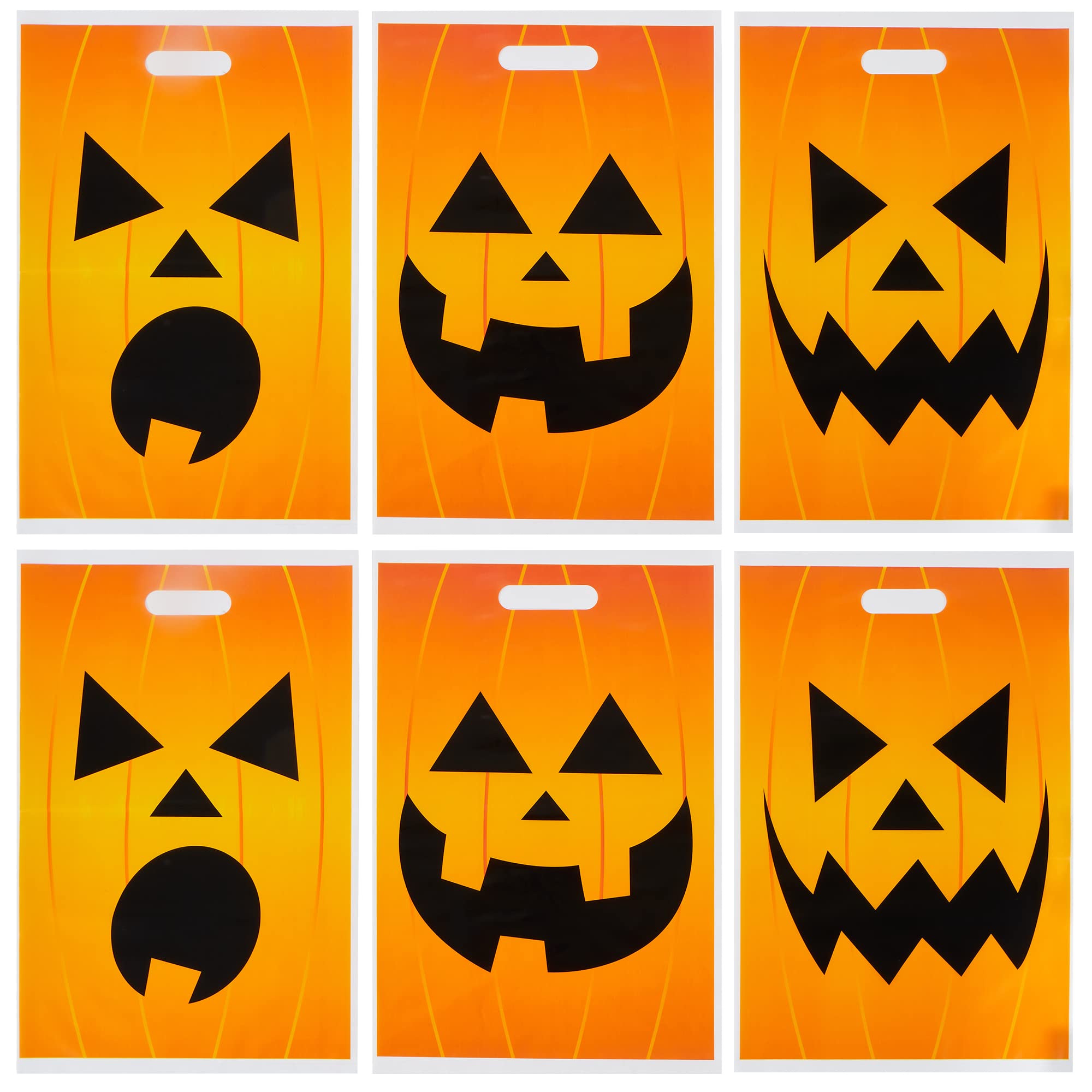 JOYIN 72 Pcs Halloween Goodie Bags, Pumpkin Plastic Candy Bags for Kids Trick or Treating, Halloween Jack o' Lantern Trick or Treat Bags for Halloween Snacks Party Favors, Treats Party Supplies