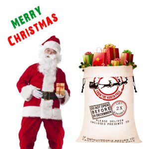 HBlife Personalized Santa Sack, Christmas Gift Bag Santa Bag Cotton with Drawstring Size 19.7 x27.6 Inch (Red)