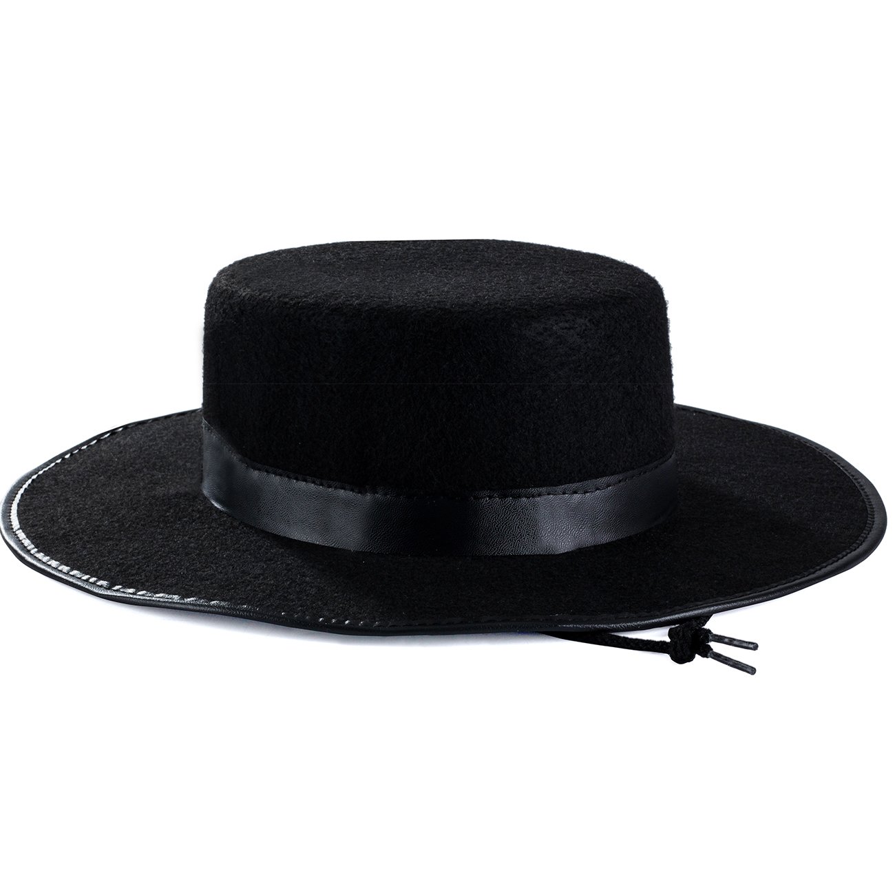 Tigerdoe Spanish Hat - Gaucho Hat - Amish Hat - Black Flat Top Fedora Costume Hats