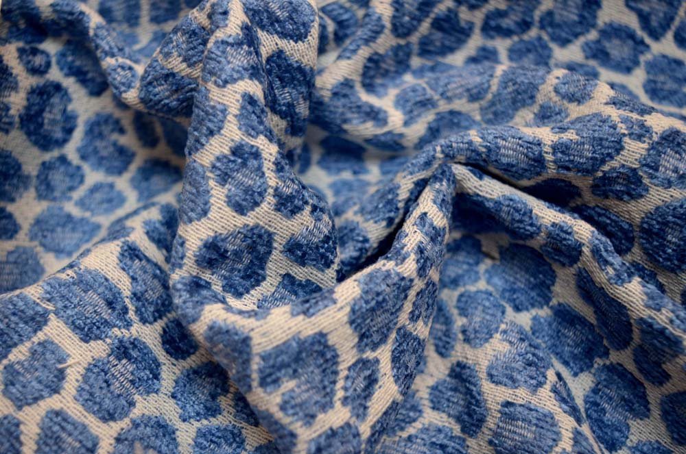 Blue Chenille Cheetah Upholstery Spots Azure P Kaufmann Golding Fabric