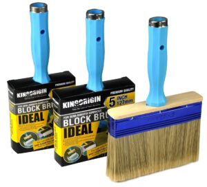 kingorigin deck paint brush, 3 pack thick paint brushes (4", 5", 6") for faster coverage, compatible with most extension poles, stain brushes for wood, deck, walls, fence and house