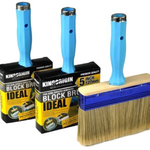 Kingorigin Deck Paint Brush, 3 Pack Thick Paint Brushes (4", 5", 6") for Faster Coverage, Compatible with Most Extension Poles, Stain Brushes for Wood, Deck, Walls, Fence and House