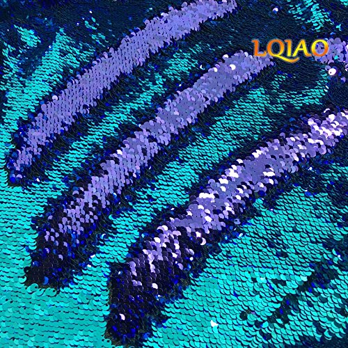 Turquoise Purple-Sequin Fabric Flip UP Reversible Sequin Fabric Shimmer Sewing Fabric Mermaid Sequins Fabric-Two Tone Sold by Half Yard