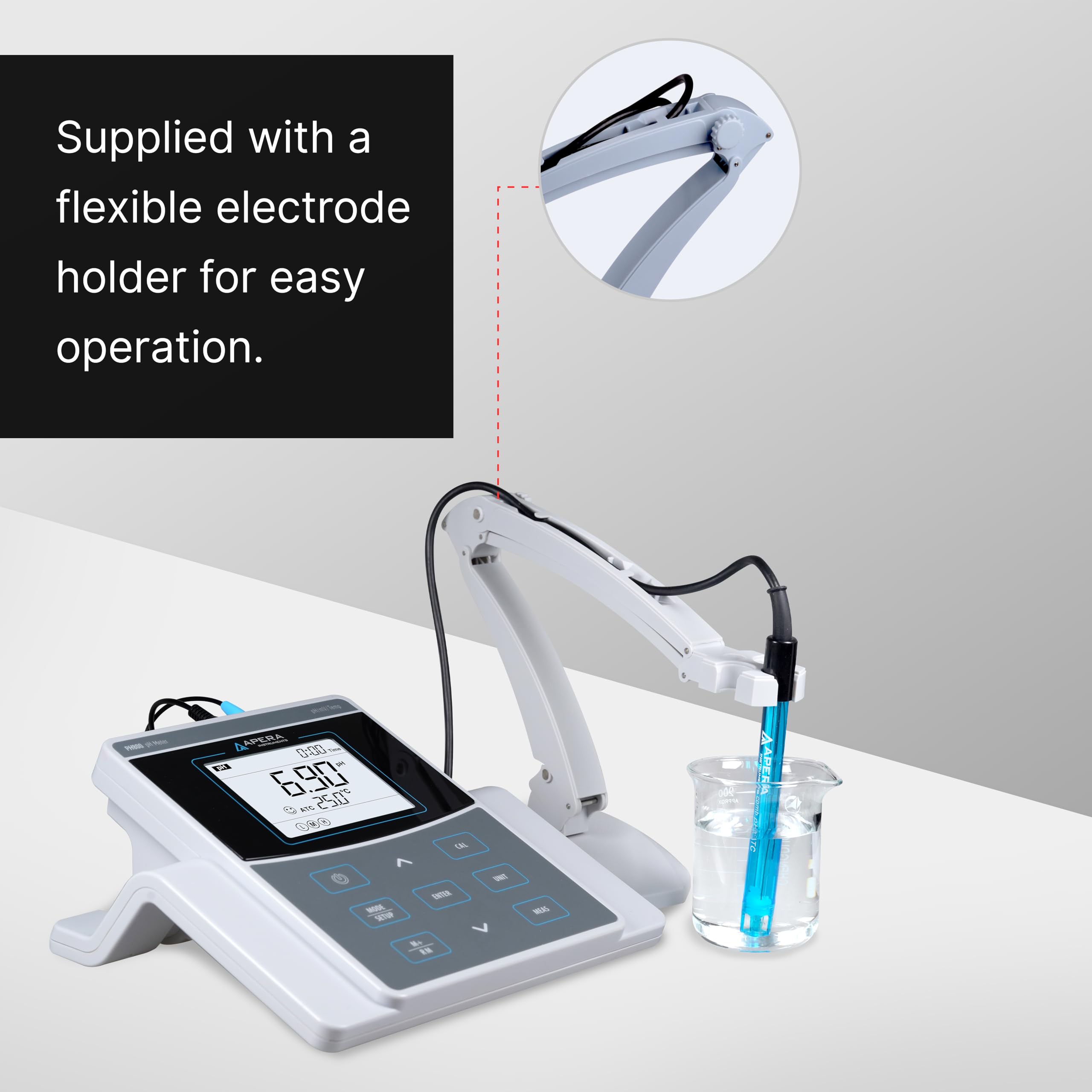 Apera Instruments AI521 PH800 Laboratory Benchtop pH Meter Kit, 0.01 pH Accuracy, GLP Data Management (USB output), BNC connector