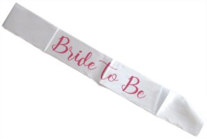 bride to be sash in pink and white for bridal shower decorations, bachelorette party, hen party, wedding celebration party favors accessories