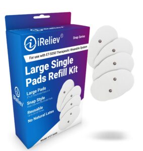 ireliev wireless electrode pads refill kit, 4 pads per box, fits et-5050 wireless tens ems receiver pods, snap style electrodes