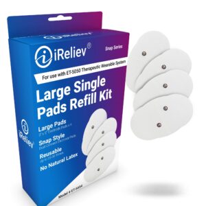 iReliev Wireless Electrode Pads Refill Kit, 4 Pads Per Box, Fits ET-5050 Wireless TENS EMS Receiver Pods, Snap Style Electrodes