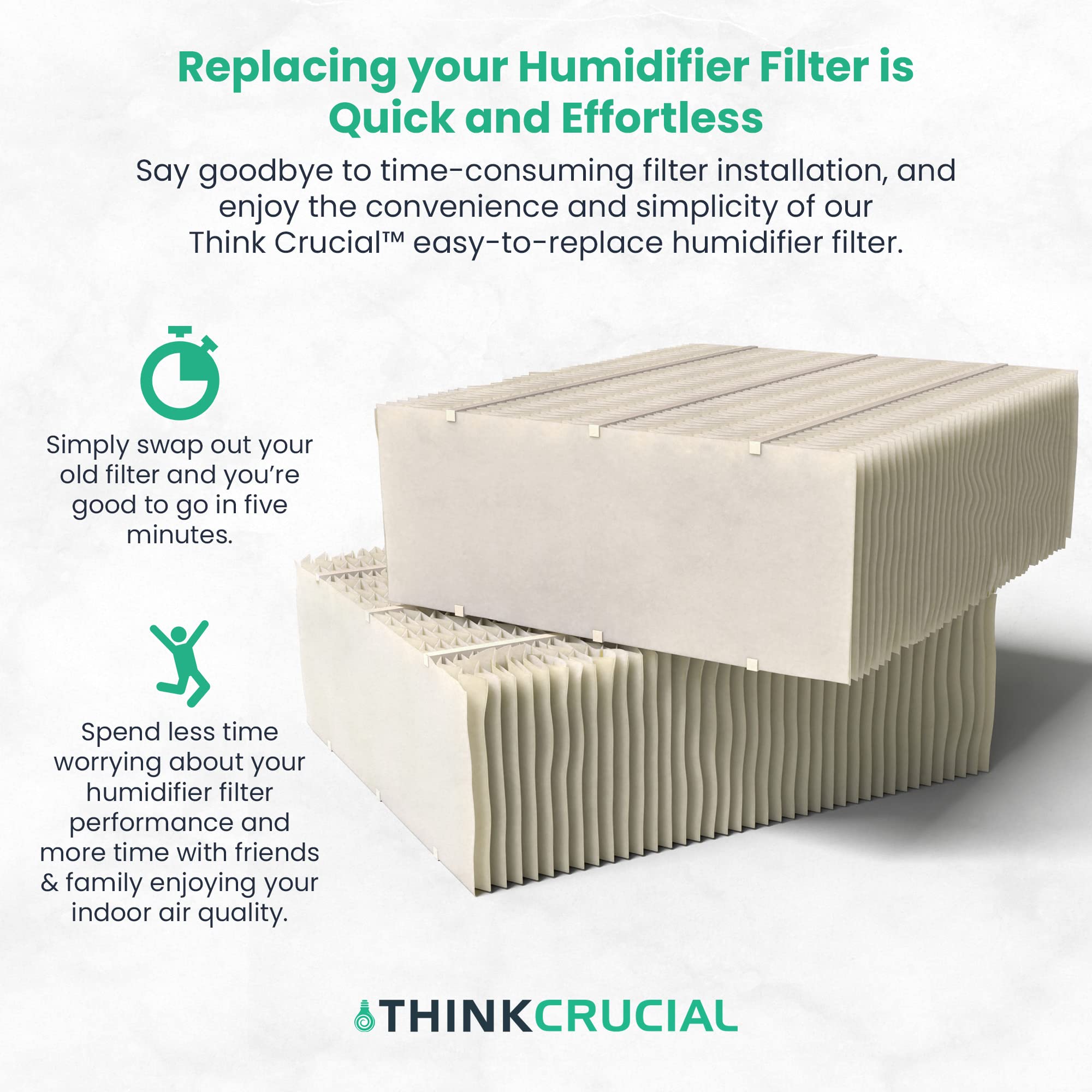 Think Crucial Replacement Humidifier Paper Wick Filters Compatible with Aircare Part # 1043 & Models EP9500,EP9700,EP9800,EP9R500,EP9R700,EP9R800 - Essick: 821000,826000,831000,SS390DWHT (1 Pack)