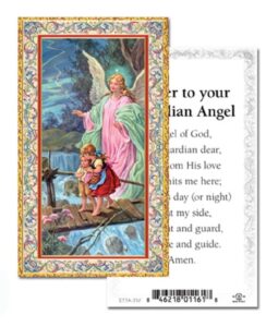 prayer to your guardian angel gold embossed italian holy card (pack of 100)