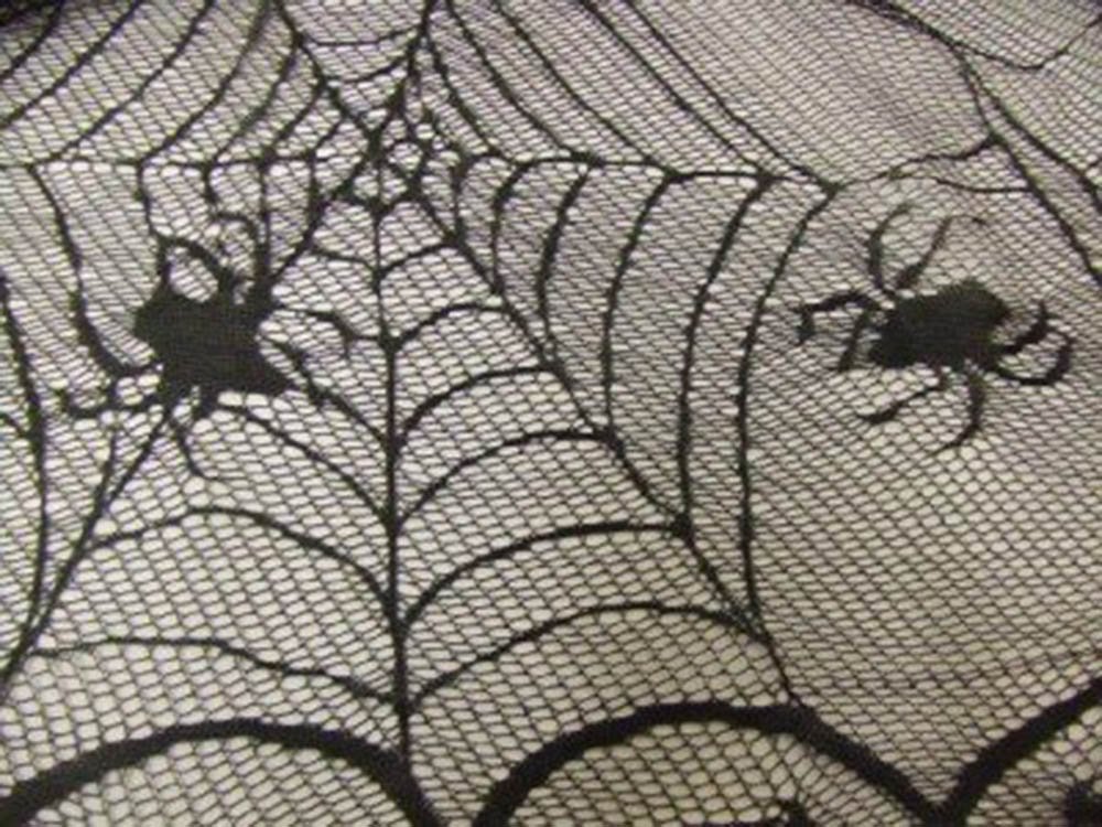 Awtlife Halloween Lace Tablecloth Bat Spider Web For Halloween Party Decor 48"x96"