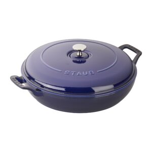 staub cast iron 3.5-qt braiser - dark blue, made in france