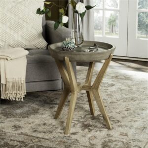 Safavieh Outdoor Collection Celeste Modern Concrete Round 21.2-inch End Table