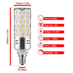 gezee E12 LED Corn Bulbs,15W LED Candelabra Light Bulbs 120 Watt Equivalent, 1500lm, Warm White 3000K LED Chandelier Bulbs, Decorative Candle, 4.1in*2.1in, Non-Dimmable LED Lamp(3-Pack)