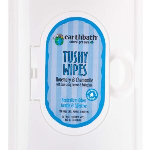 Earthbath Totally Natural Pet Care Tushy Wipes Rosemary & Chamomile 72 Wipes