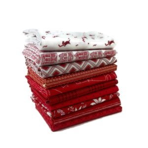 red fat quarter bundle (10 pcs) - mixed designers - southern fabric 18 x 21 inches (45.72cm x 53.34cm) fabric cuts diy quilt fabric