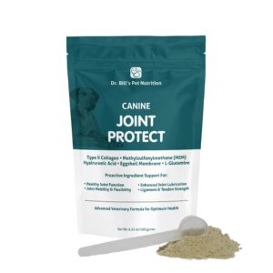 dr. bill’s canine joint protect | joint support for dogs | pet supplement for ligament & tendon strength | collagen type ii, hyaluronic acid, eggshell membrane and l-glutamine