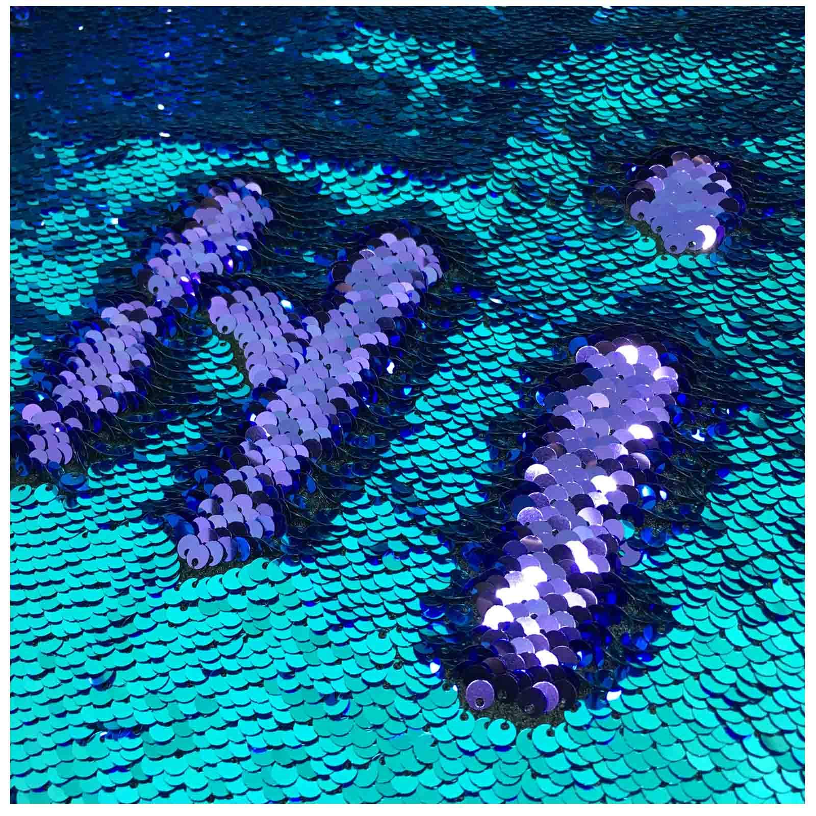 Turquoise Purple-Sequin Fabric Flip UP Reversible Sequin Fabric Shimmer Sewing Fabric Mermaid Sequins Fabric-Two Tone Sold by Half Yard