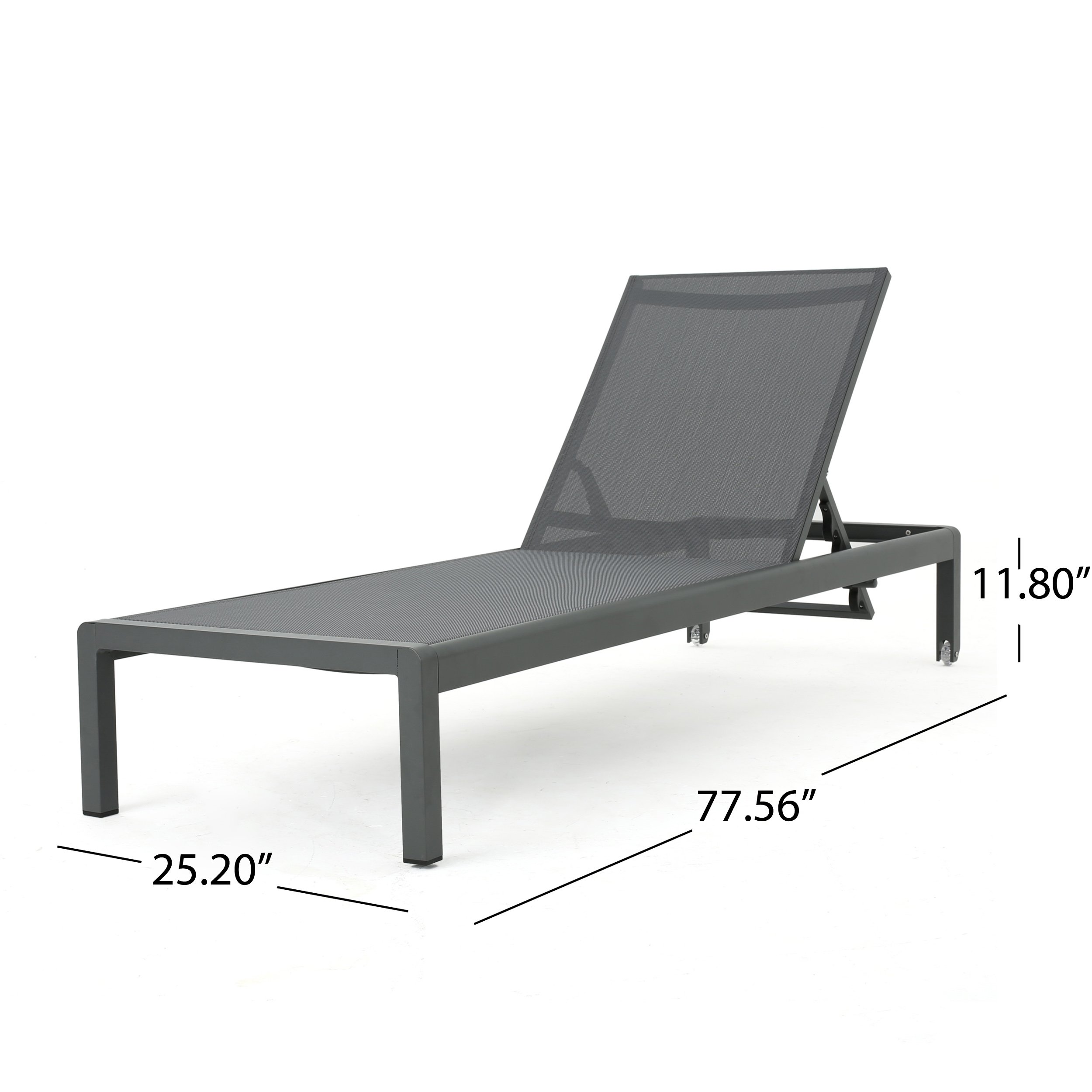 Christopher Knight Home Cape Coral Outdoor Aluminum Chaise Lounge and C-Shaped Side Table, Grey / Dark Grey