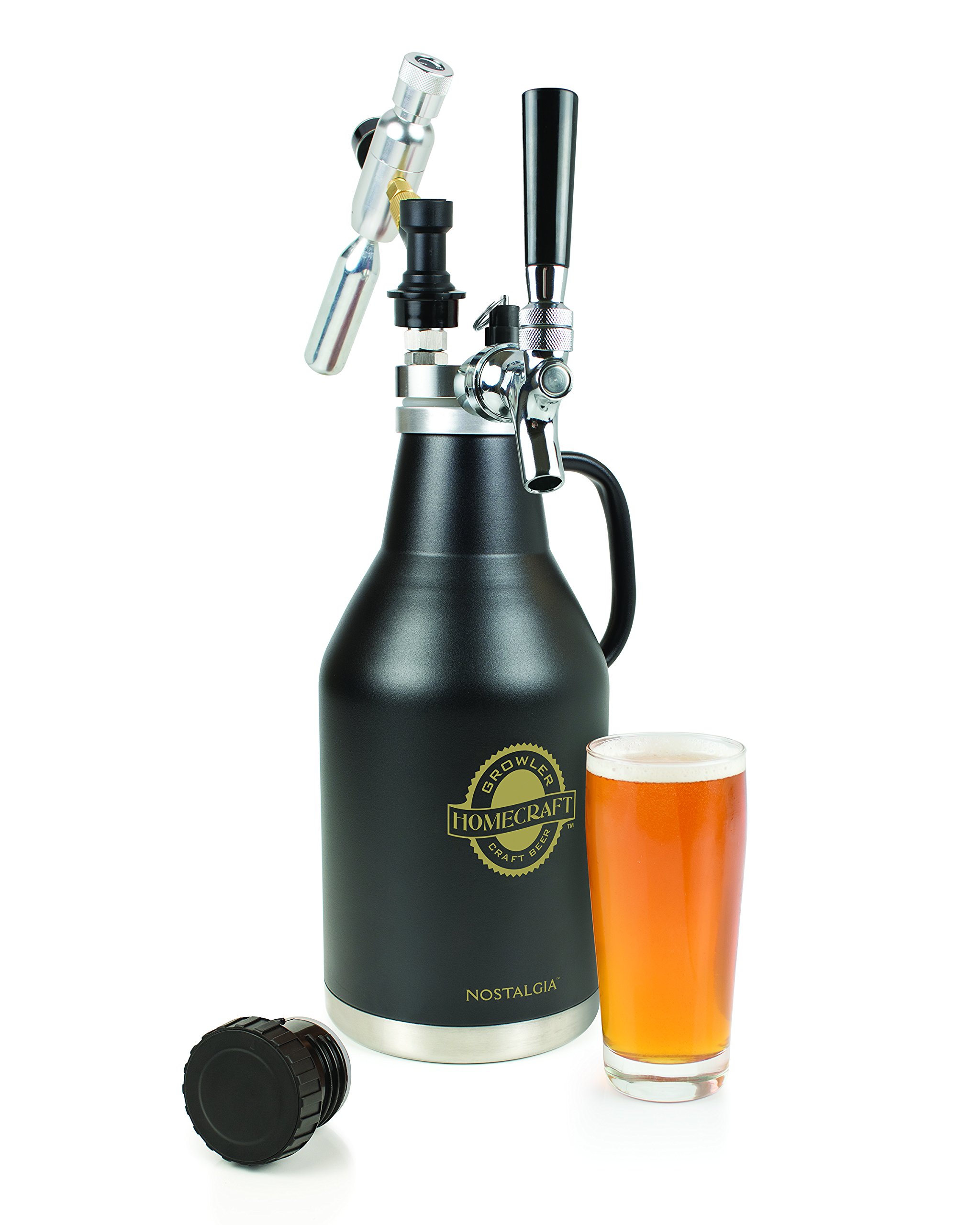 HomeCraft Beer Growler, 2-liter, Black