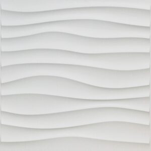 art3d plastic 3d wall panel pvc wave wall design, white, 19.7" x 19.7" (12-pack)