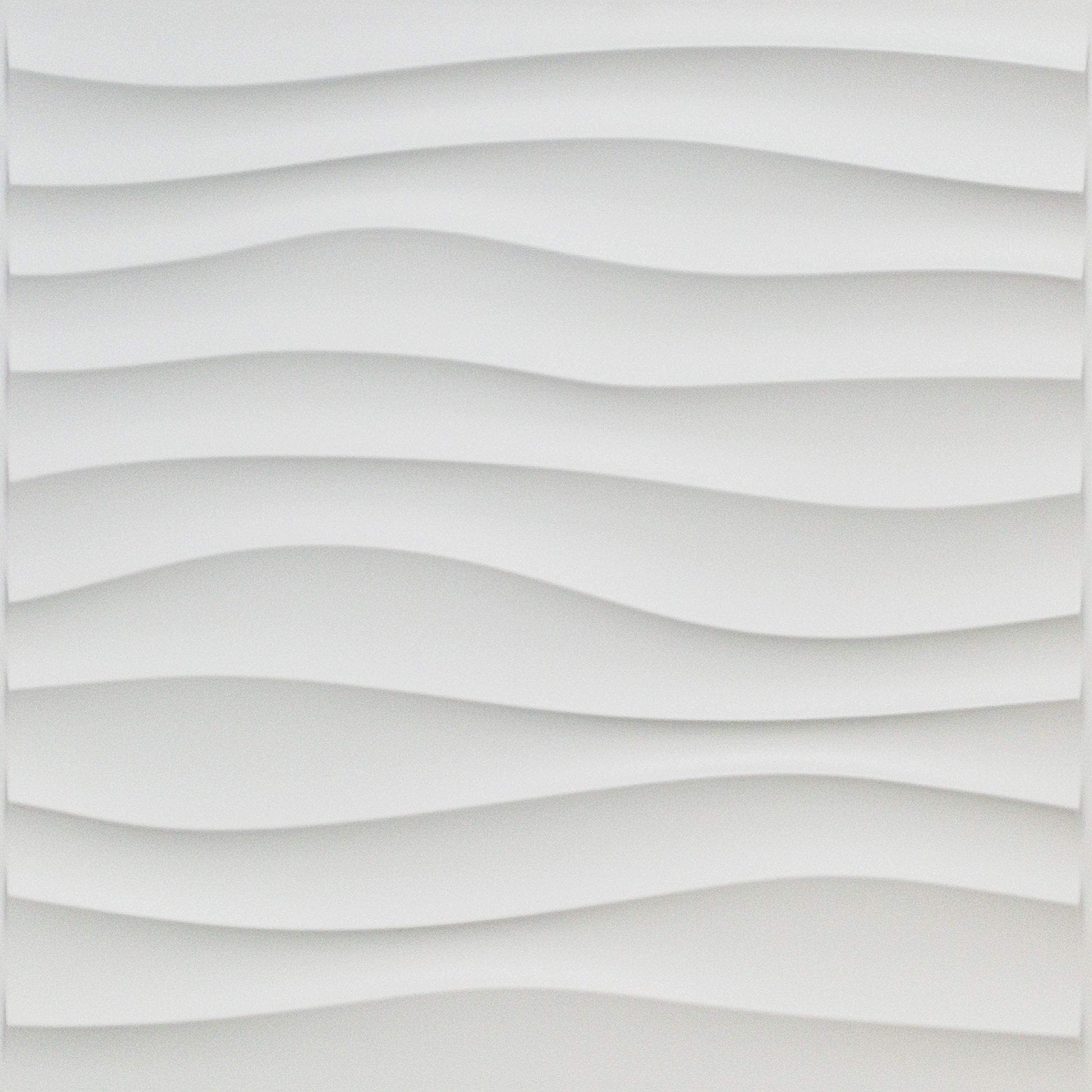 Art3d Plastic 3D Wall Panel PVC Wave Wall Design, White, 19.7" x 19.7" (12-Pack)