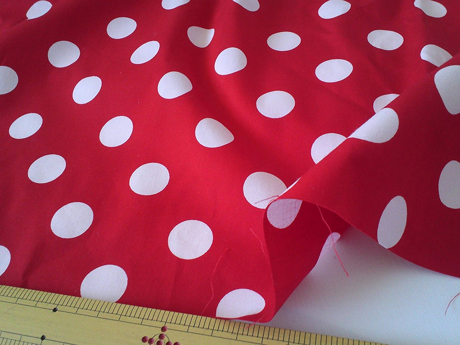 布人倶楽部（Fujin Club） Broad Polka-dot Print 日本製(Made in Japan) 42.5 inches (108 cm) Width (red, 59.1Inches)