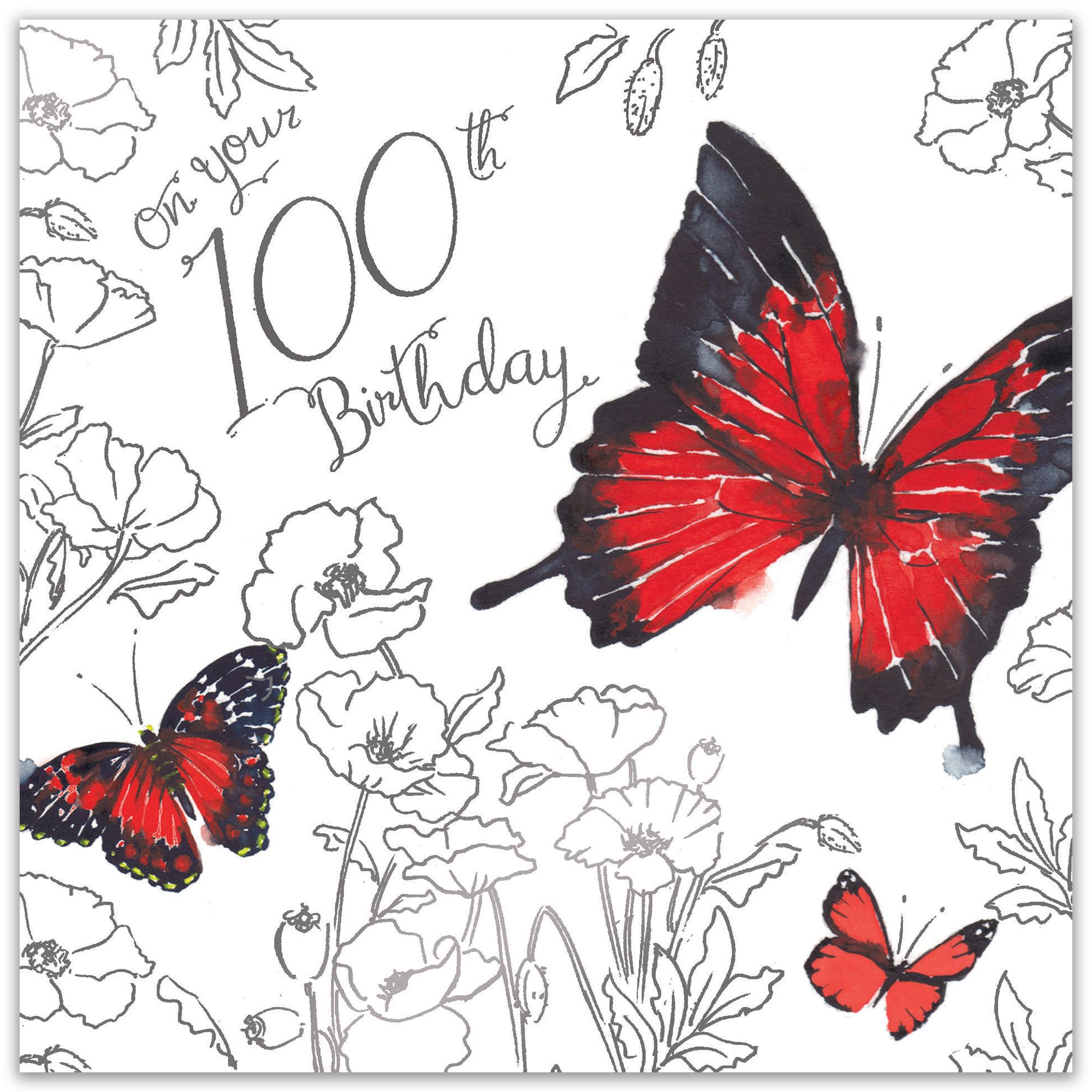 Twizler Happy 100th Birthday Card for Her with Silver Foiling