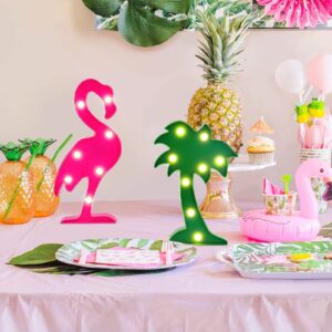 AceList Tropical Luau Party Supplies Flamingos Palm Trees Sign Light for Hawaiian Themed Party Decoration Birthday Bedroom Wall Decor Table Centerpieces