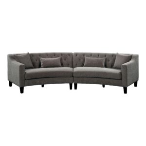 furniture of america stenson contemporary chenille tufted sectional in warm gray