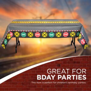 Havercamp Railroad Party Table Cover | 1 Count | Great for Train Themed Events, Kid's Birthday Party, Train Collectors' Gathering, Retirement Party, Father's Day, Graduation Party