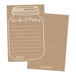 50 rustic mason jar words of wisdom advice cards, use as graduation advice cards, marriage or wedding advice cards, bridal or baby shower party games, boy or girl baby prediction or advice cards