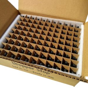 DropperStop™ 1oz Amber Glass Dropper Bottles (30mL) with Tapered Glass Droppers - Pack of 99