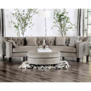 Furniture of America Stenson Contemporary Chenille Tufted Sectional in Warm Gray