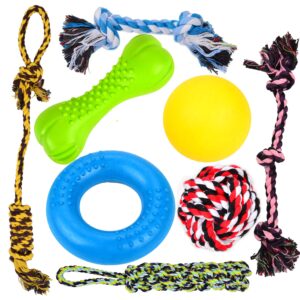 youngever 8 durable dog chew toys, puppy toys, dog rope toys value pack, puppy teething toys for small and medium dogs