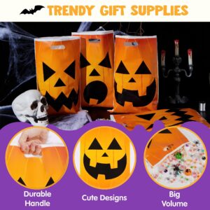 JOYIN 72 Pcs Halloween Goodie Bags, Pumpkin Plastic Candy Bags for Kids Trick or Treating, Halloween Jack o' Lantern Trick or Treat Bags for Halloween Snacks Party Favors, Treats Party Supplies