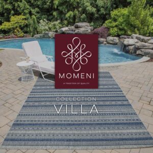 Novogratz by Momeni Villa Collection Tuscany Indoor Outdoor Blue Area Rug, 3'11" x 5' Sized Mat for Pool, Patio, Porch, Balcony, Kitchen, Bedroom, Livingroom and Home Office