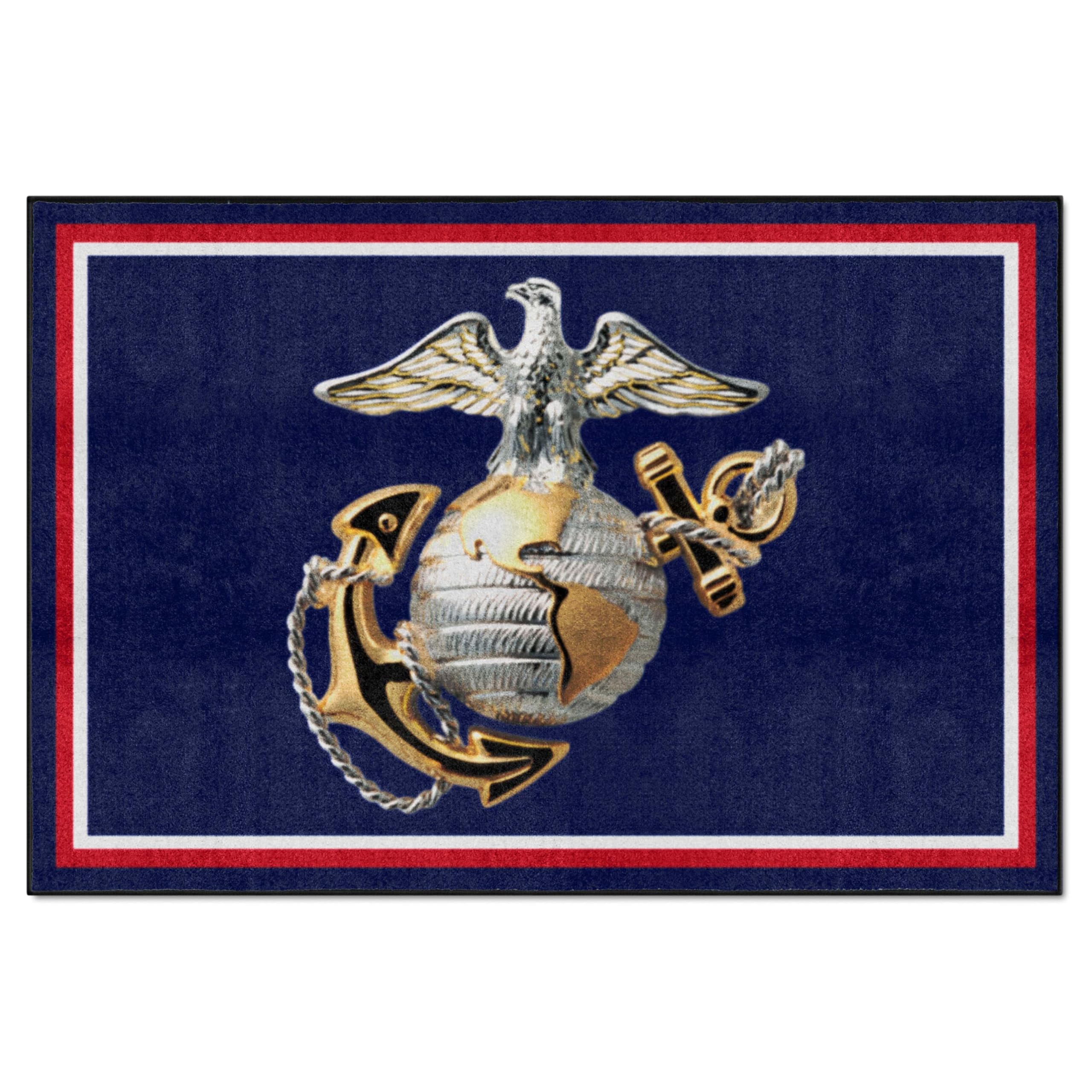 FANMATS U.S. Marines Eagle, Globe, and Anchor 5ft. x 8 ft. Plush Area Rug