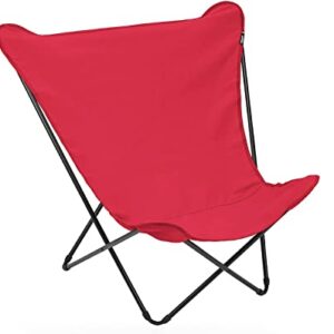 Lafuma Pop Up XL Lounge Chair (Garance Red) Extra Large Folding Butterfly Dorm Chair