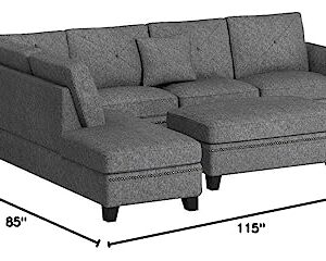 Poundex PDEX-F6511 2-Pcs Sectional Sofa, Grey