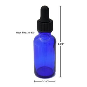 DropperStop™ 1oz Cobalt Blue Glass Dropper Bottles (30mL) with Tapered Glass Droppers - Pack of 99