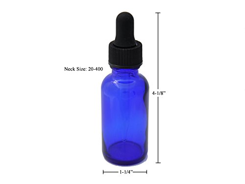 DropperStop™ 1oz Cobalt Blue Glass Dropper Bottles (30mL) with Tapered Glass Droppers - Pack of 99