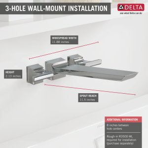 Delta Faucet T5799-BLWL Pivotal Wall Mount Tub Filler Trim, Matte Black