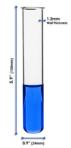 EISCO 16PK Test Tubes, 50ml - Borosilicate 3.3 Glass - 1.2mm Thick Walls, Beaded Rim - Superior Heat & Chemical Durability - 5.9" Tall, 1" Diameter