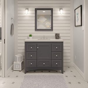 abbey 42-inch bathroom vanity (quartz/marine gray): includes marine gray cabinet with stunning quartz countertop and white ceramic sink