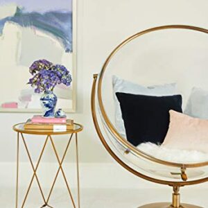 HomePop Metal Accent Table Triangle Base Round Mirror Top, Gold