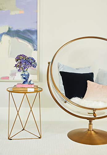 HomePop Metal Accent Table Triangle Base Round Mirror Top, Gold